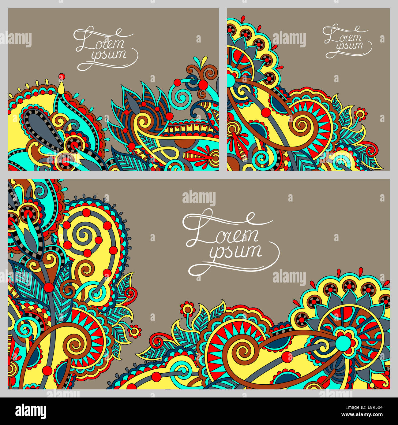 set of floral decorative background, template frame design for c Stock ...