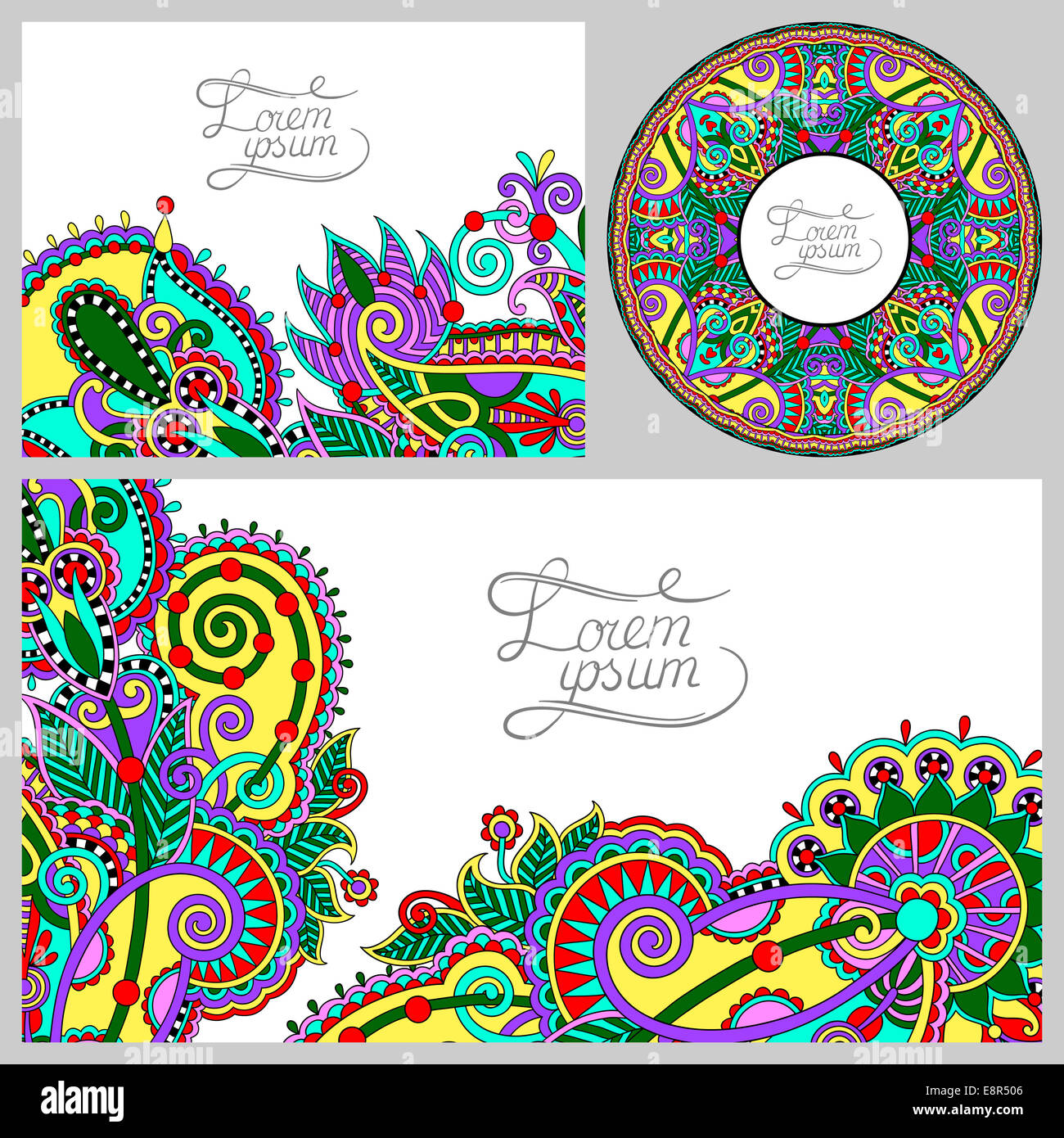 set of floral decorative background, template frame design for c Stock ...