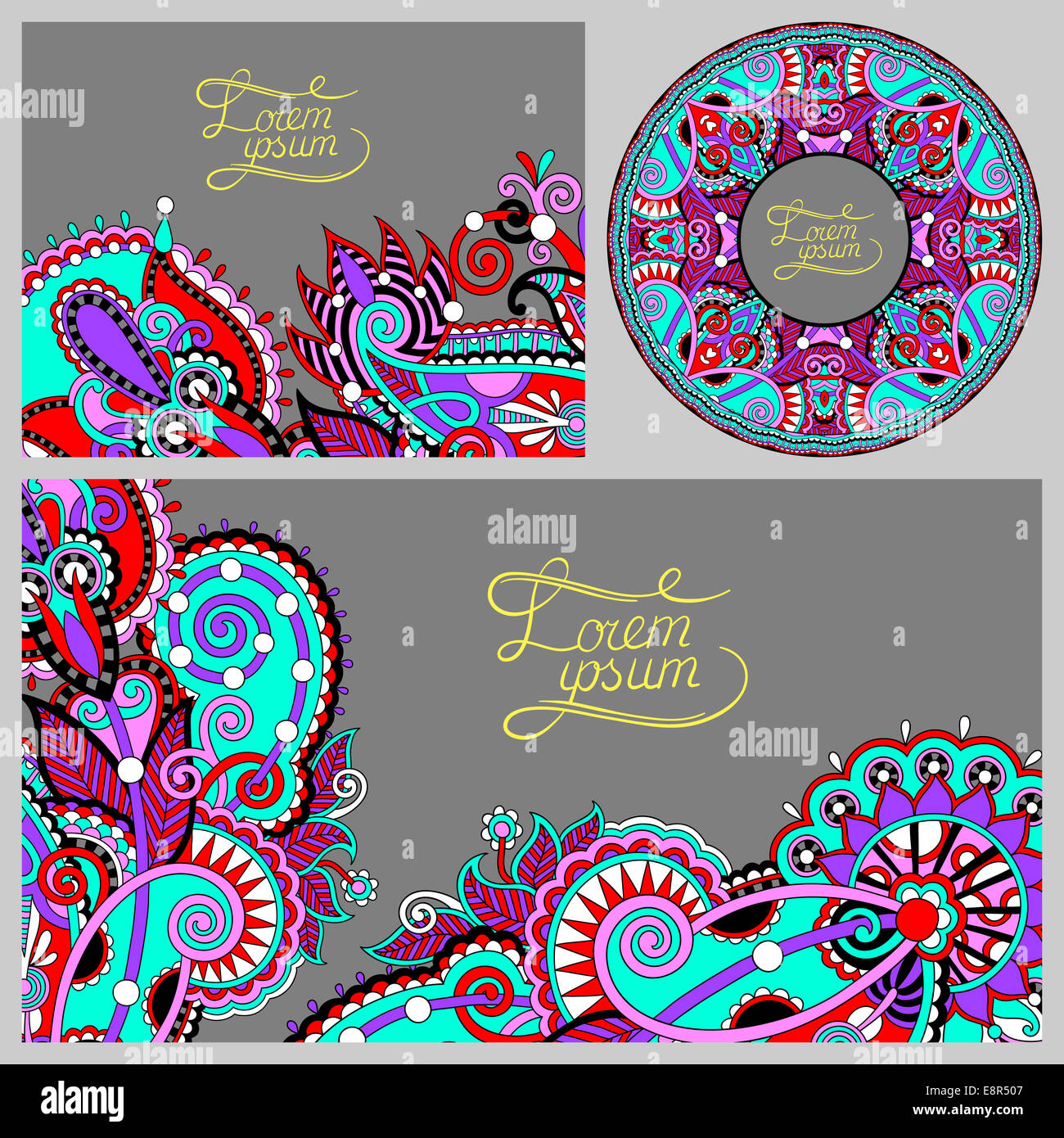 set of floral decorative background, template frame design for c Stock ...