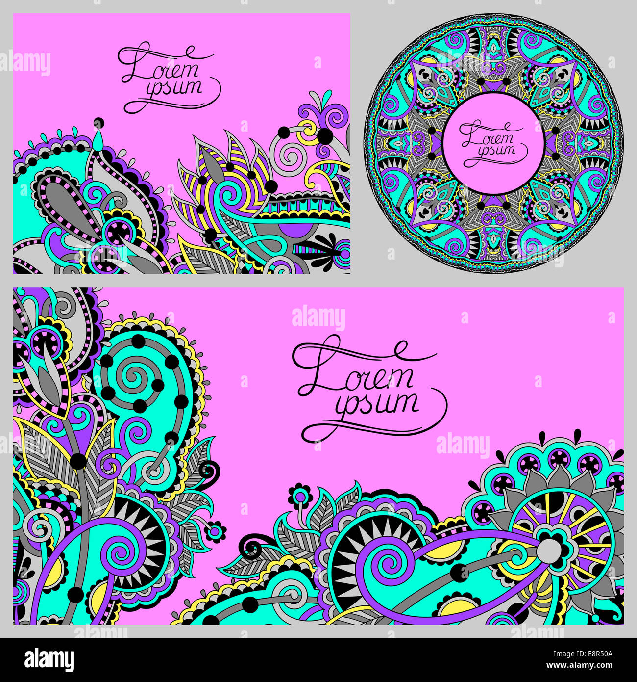 set of floral decorative background, template frame design for c Stock ...