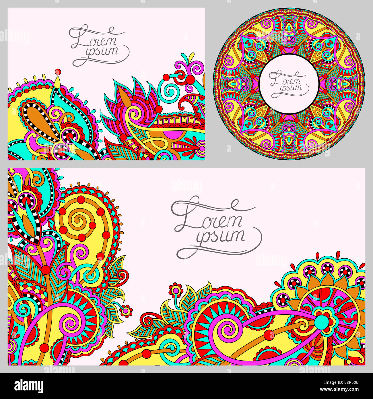 set of floral decorative background, template frame design for c Stock ...