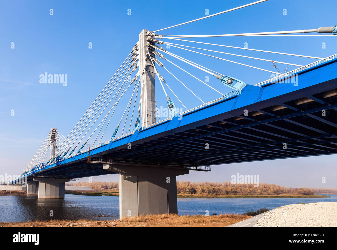 Kirovsky cable bridge through Samara River, Russia Stock Photo - Alamy