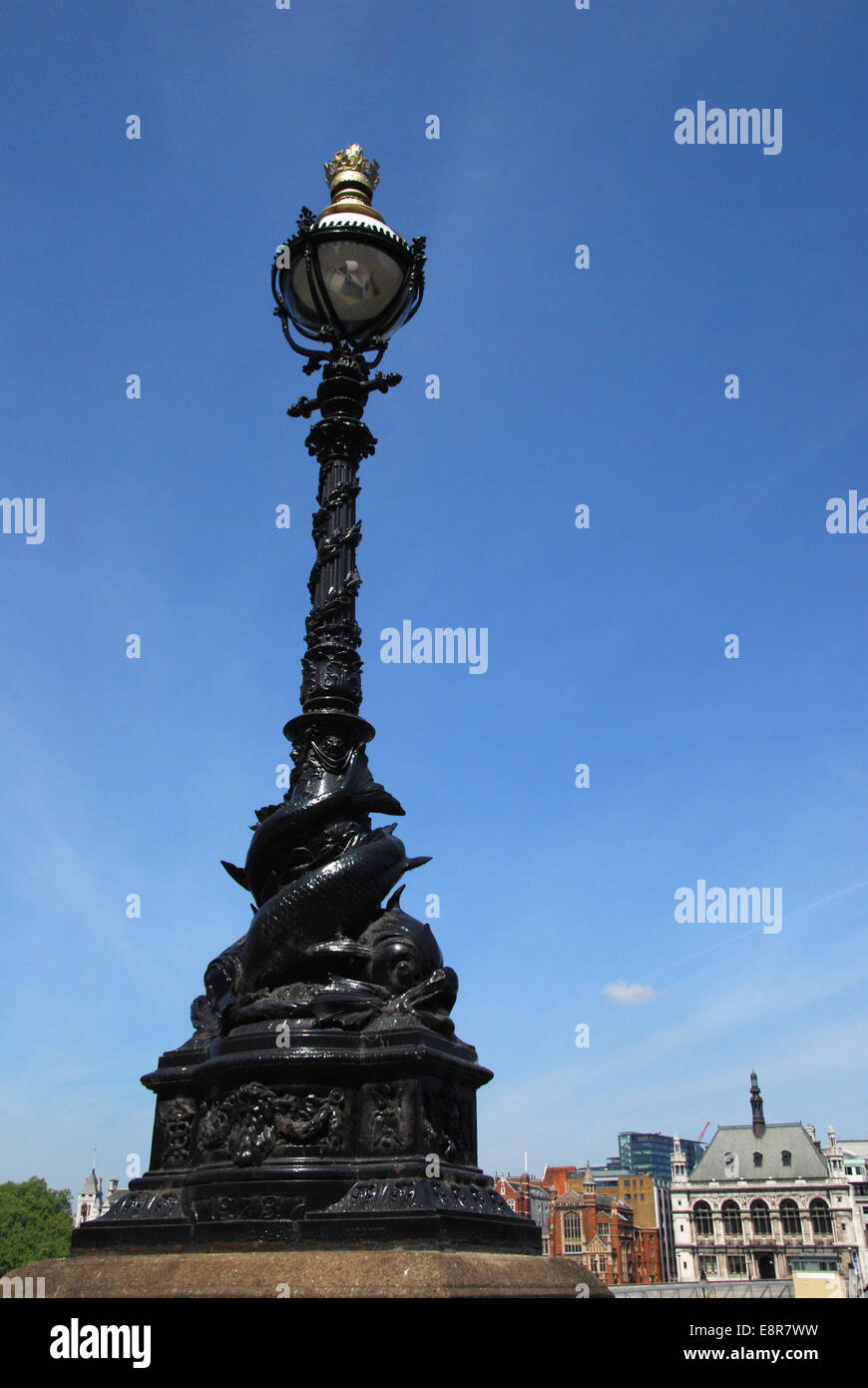 lamp post on South Bank of river Thames London UK Stock Photo - Alamy