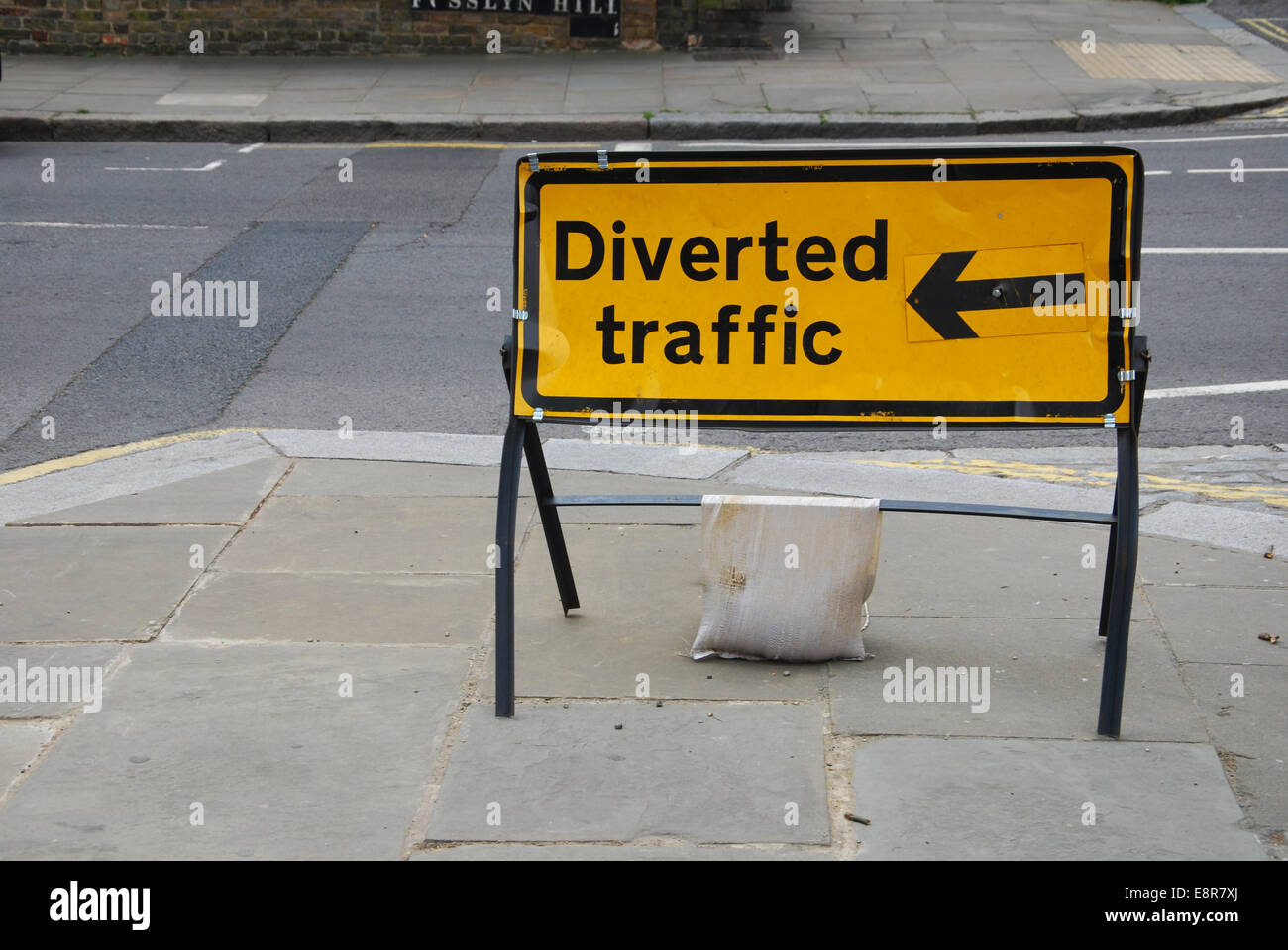 Diverted traffic sign hi-res stock photography and images - Alamy