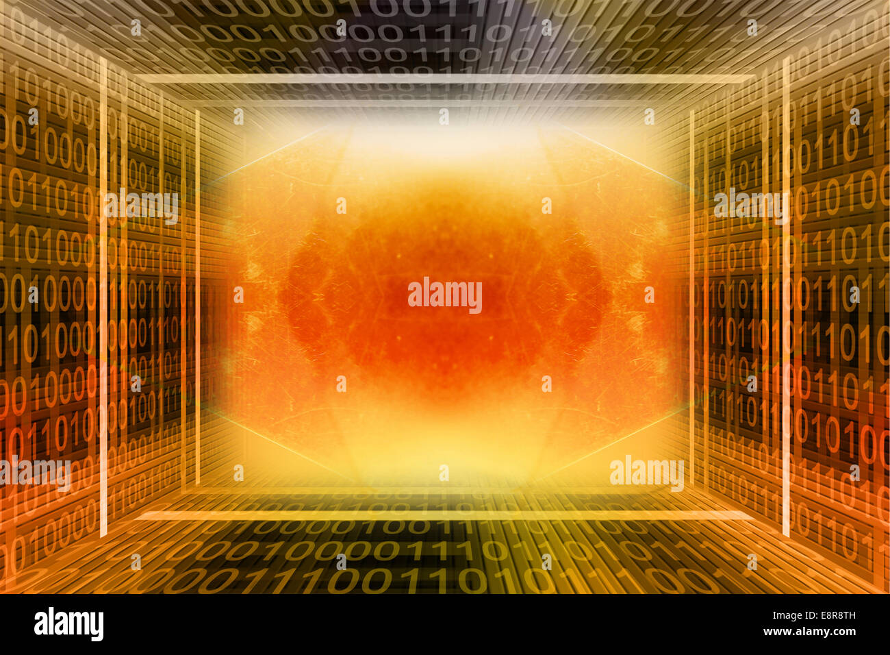 Technological and futuristic conceptual illustration: digital age, binary code, future ...