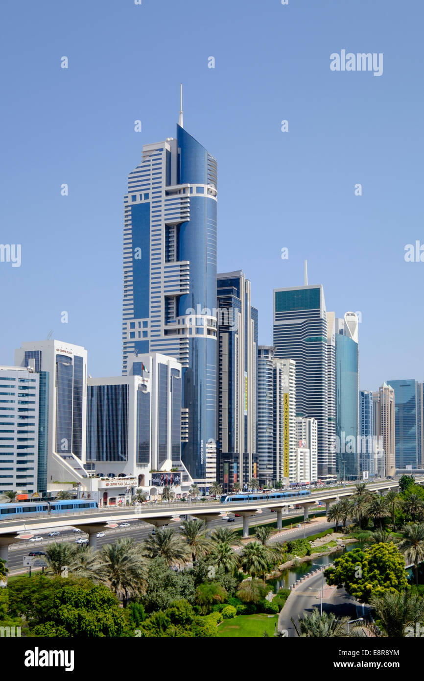 Skyline of skyscrapers along Sheikh Zayed road in Dubai United Arab ...