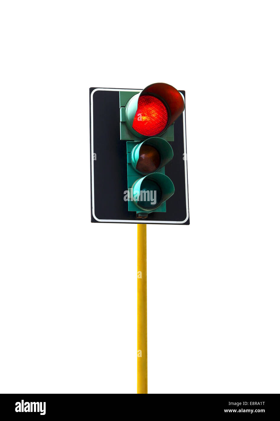 Traffic light isolated on white background is lit red Stock Photo - Alamy