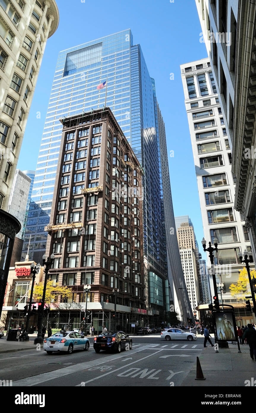 Chicago Architecture and street scenes. State Street and Madison corner ...