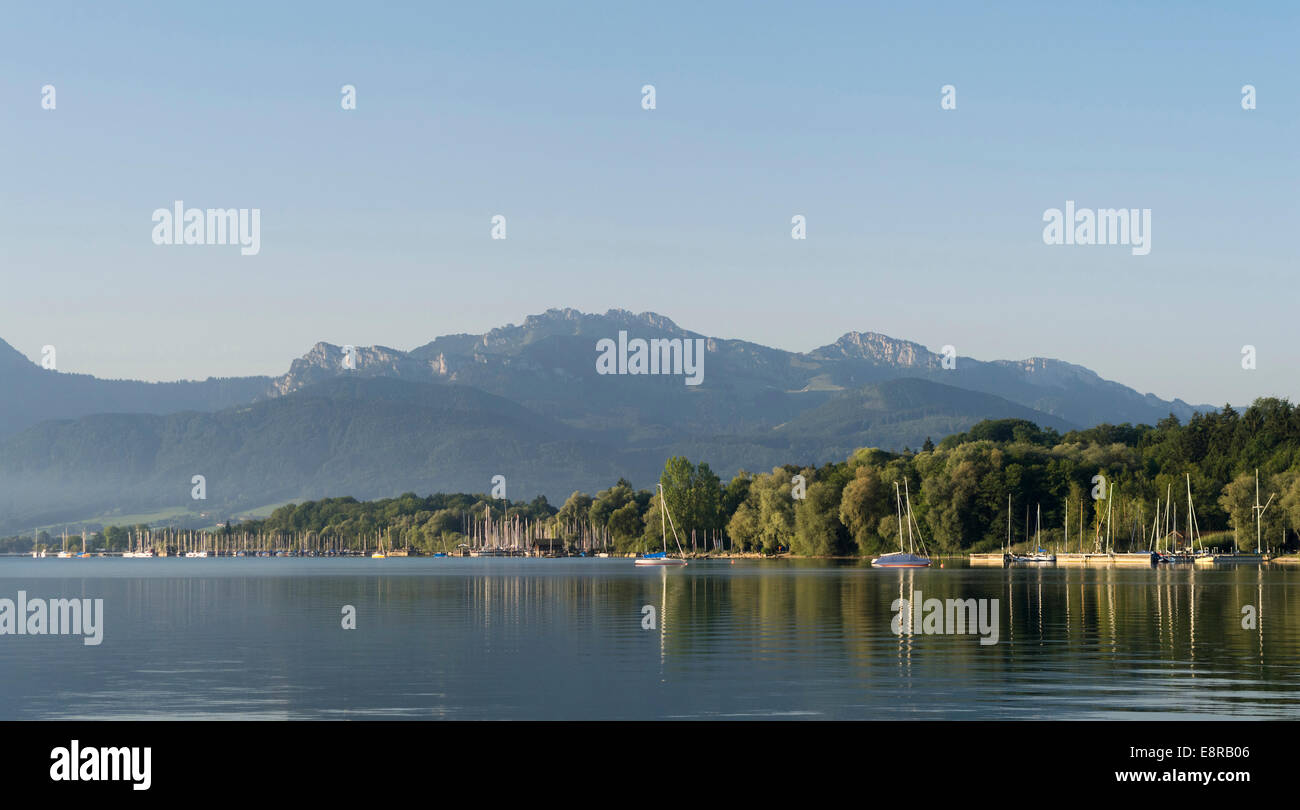 Lake Chiemsee with the Bavarian Alps in the background, Bavaria ...