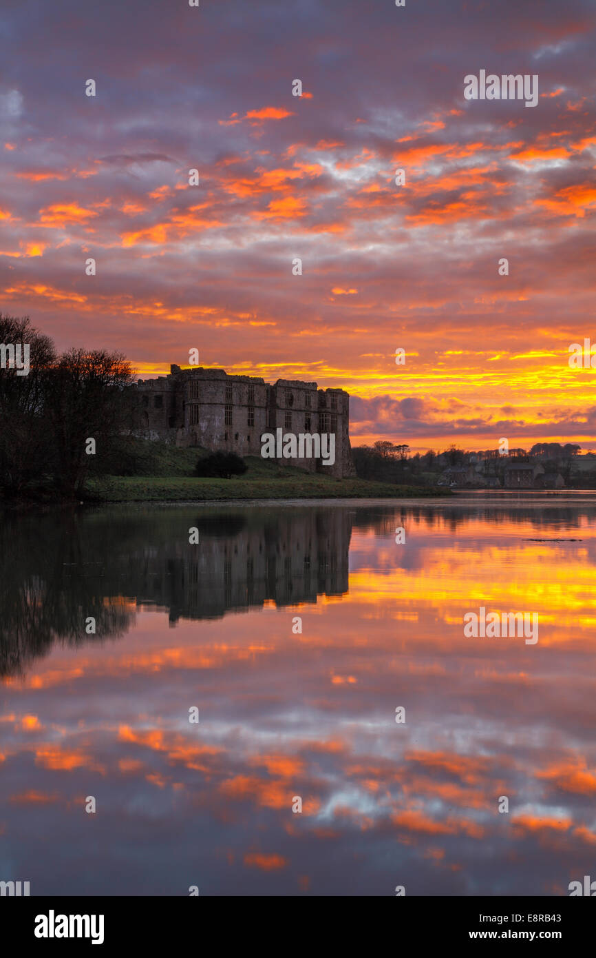 Carew Castle in the Pembrokeshire Coast National Park captured at ...
