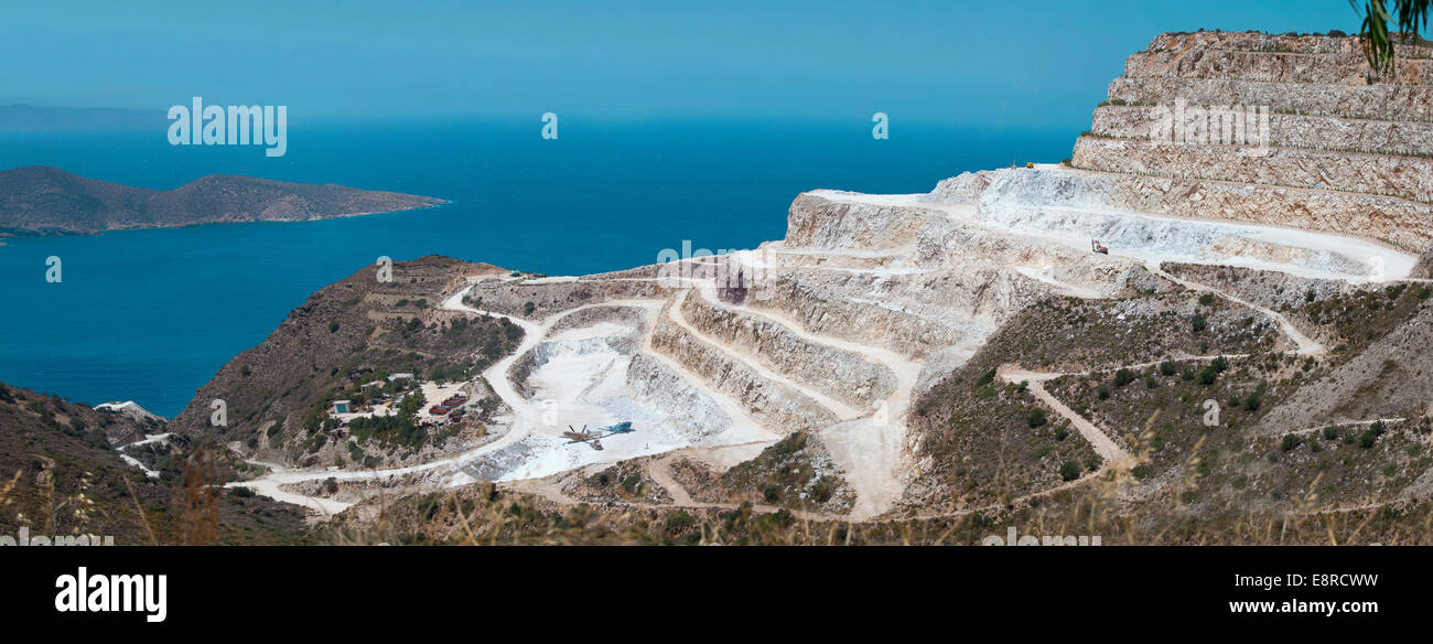 Beautiful plaster of paris quarry (chalk mine) panorama of Crete ...