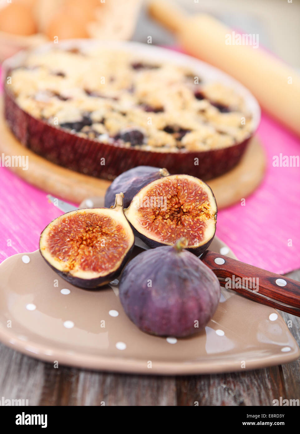 Freshly baked homemade fig pie with figs Stock Photo - Alamy
