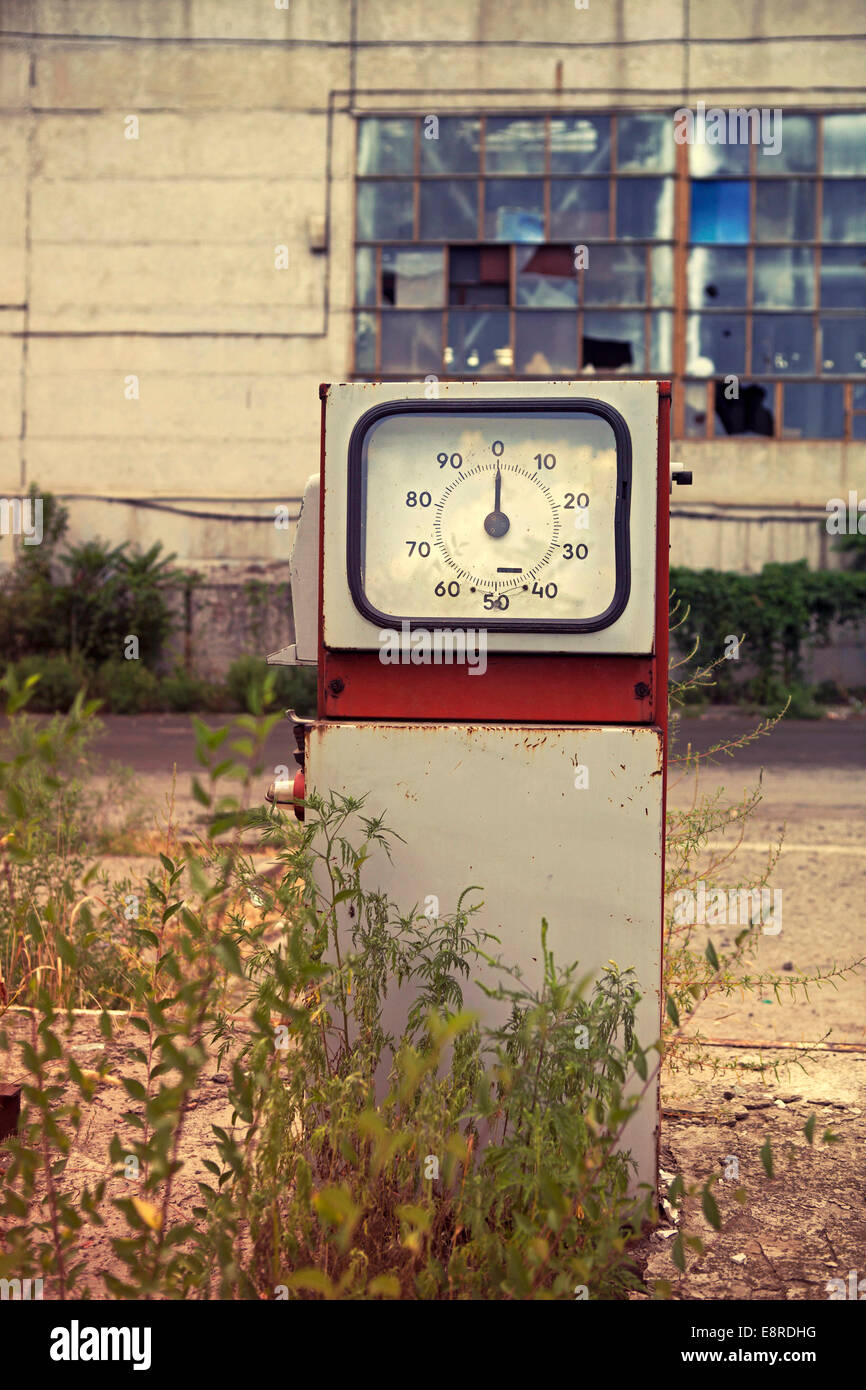 Damaged gas station close up in retro style Stock Photo - Alamy