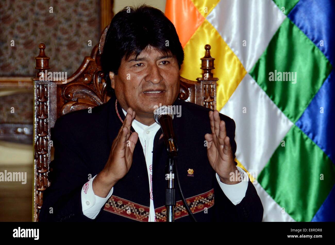 La Paz, Bolivia. 13th Oct, 2014. Bolivian President Evo Morales ...