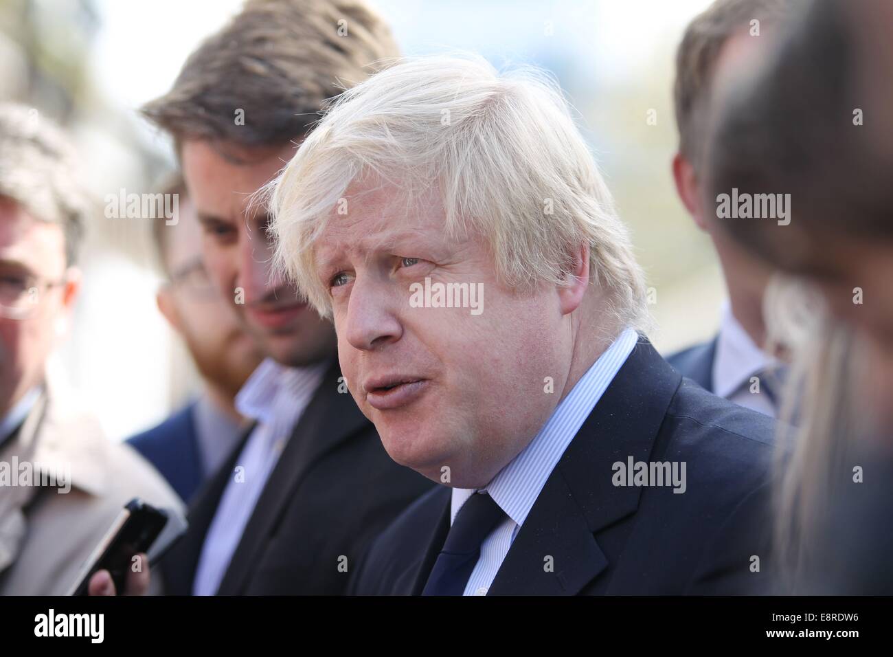 Boris Johnson leaving his promotion of traceable fluids in Harrow to ...