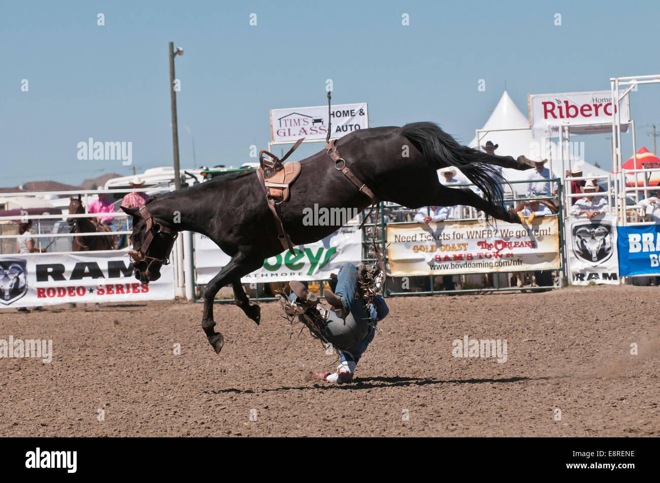 Cowboy, saddle bronc riding, Strathmore Heritage Days, Rodeo ...