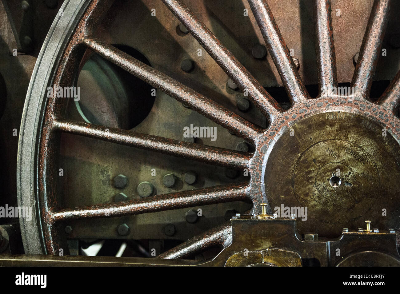 Iron, hard wheel of the locomotive Stock Photo - Alamy