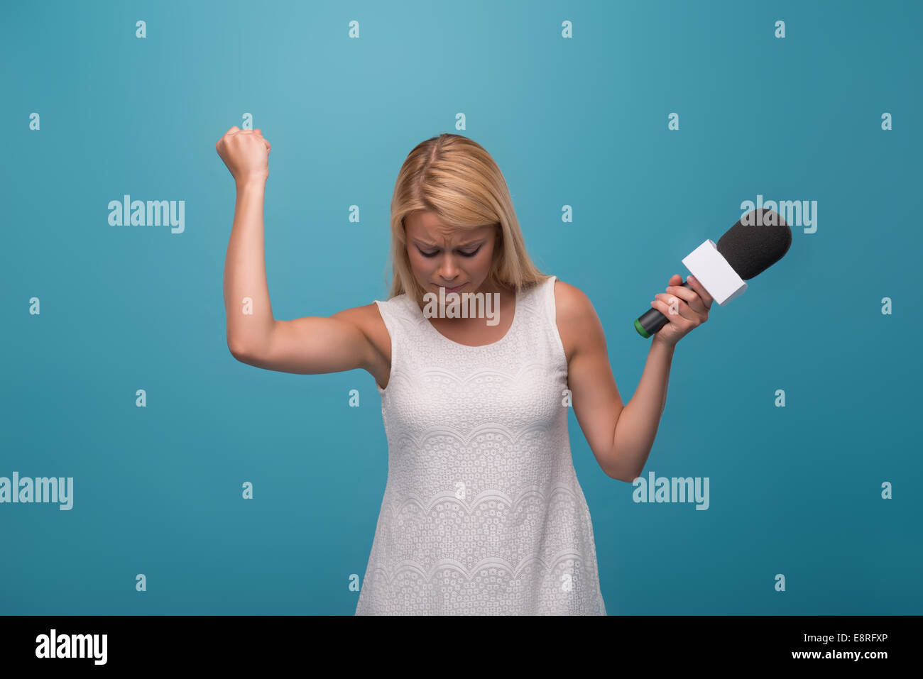 Very beautiful TV presenter Stock Photo - Alamy