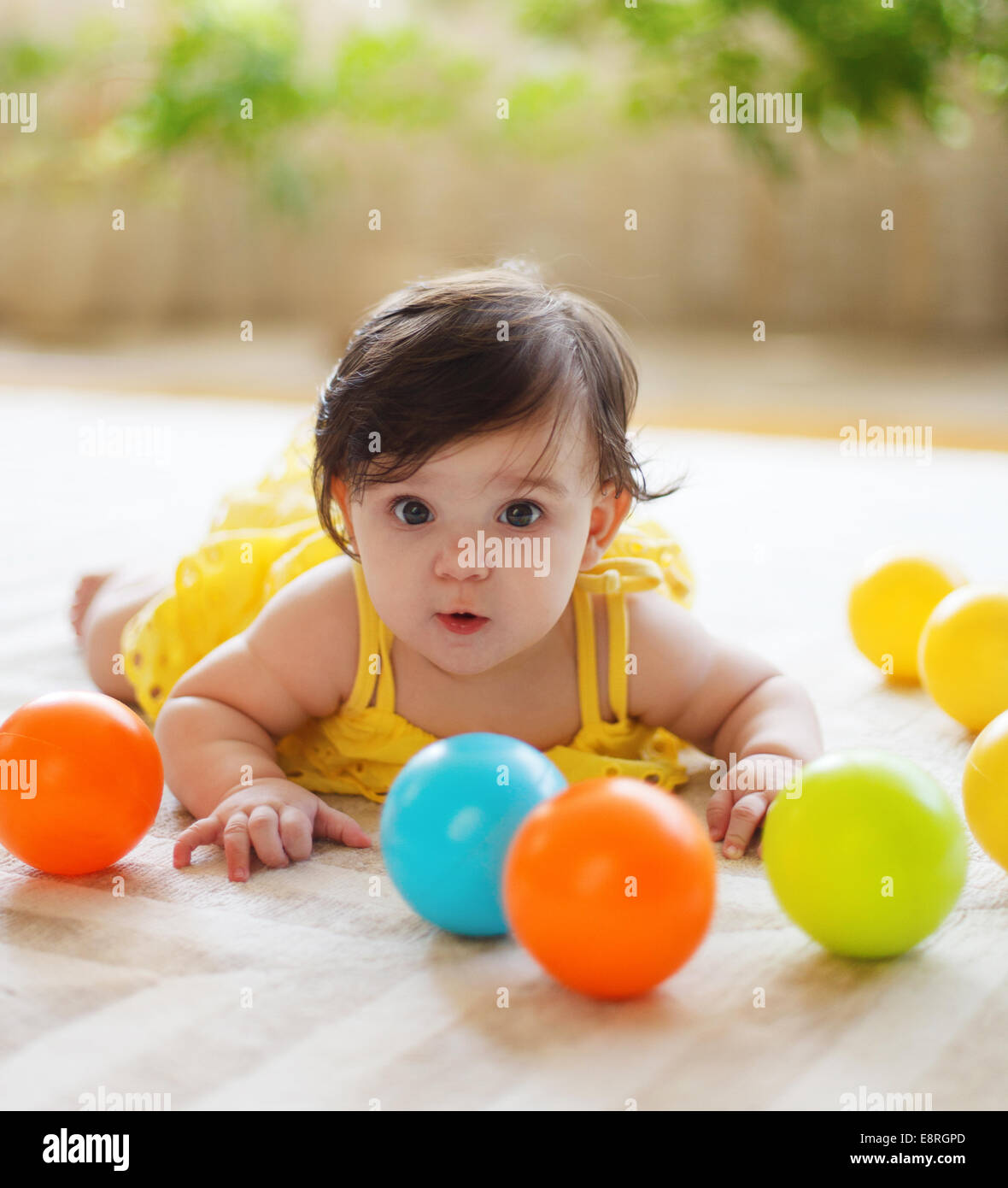 Close up portrait of the eight mounth old baby indoor Stock Photo - Alamy