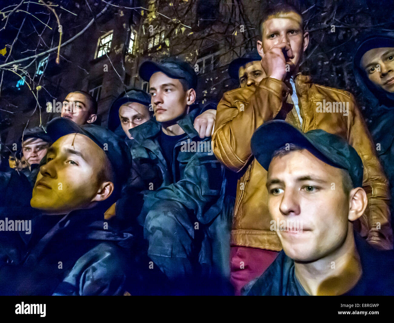 Kiev, Ukraine. 13th Oct, 2014. National Guard soldiers chanting ...