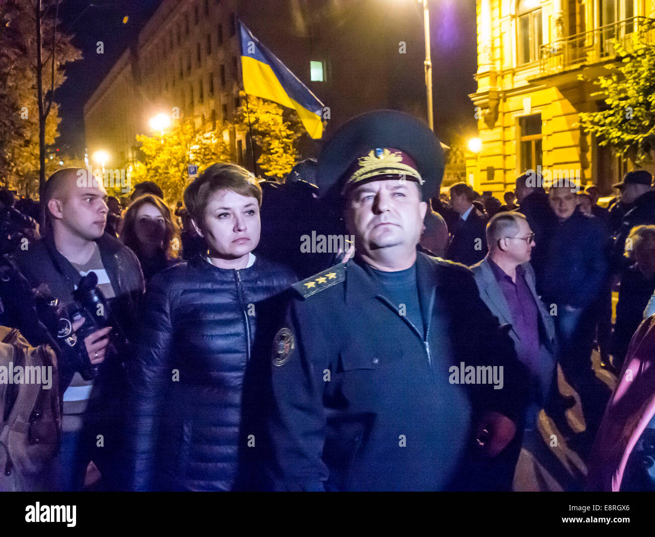 Kiev, Ukraine. 13th Oct, 2014. At the rally arrived commander of the ...