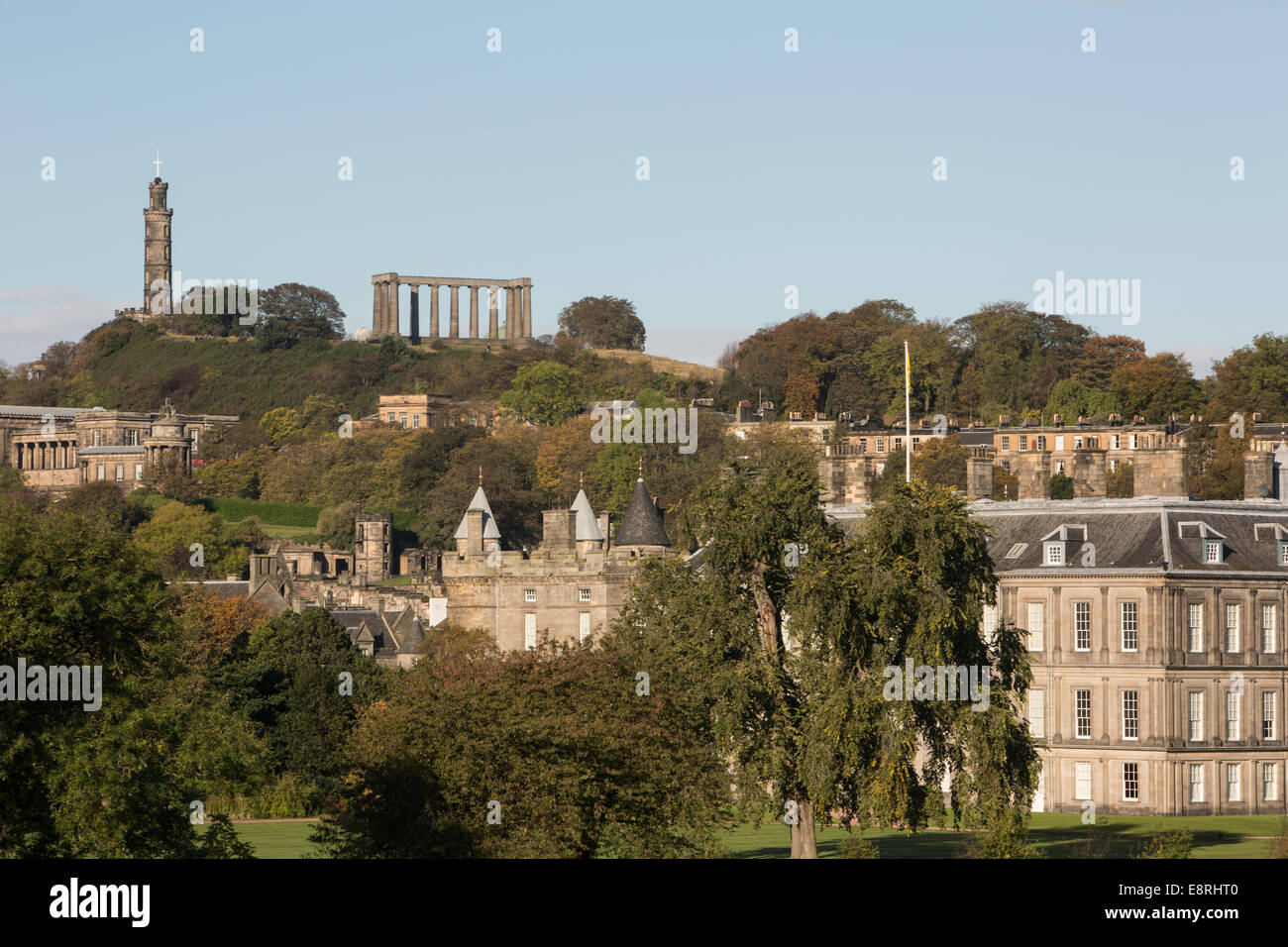 Aerial views of Edinburgh city, seen from the top of Arthur's Seat, in ...