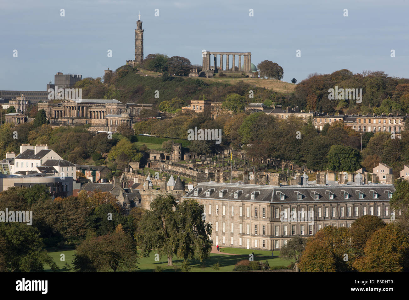 Aerial views of Edinburgh city, seen from the top of Arthur's Seat, in ...
