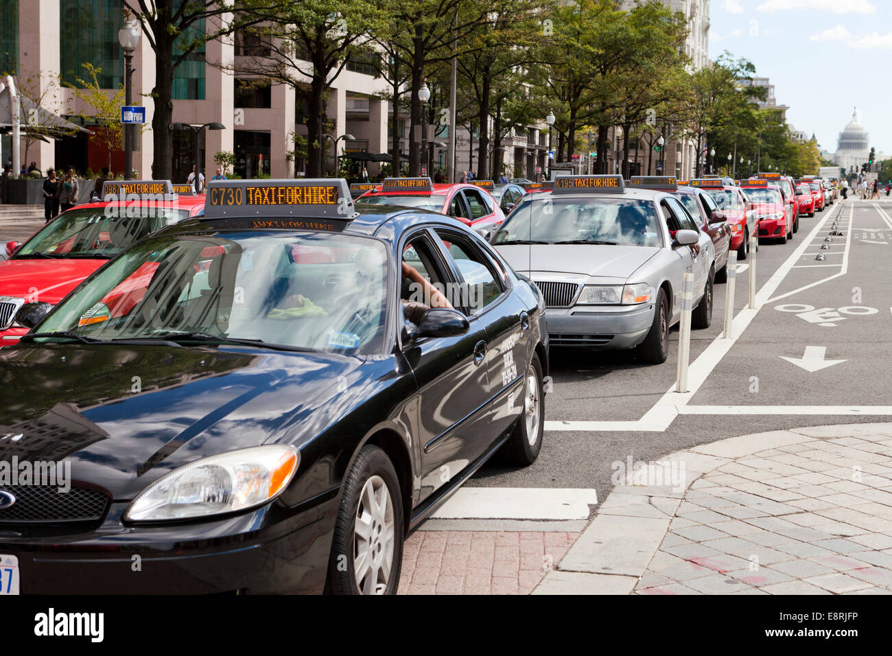 Taxis blocking traffic during taxi strike in front of District of ...