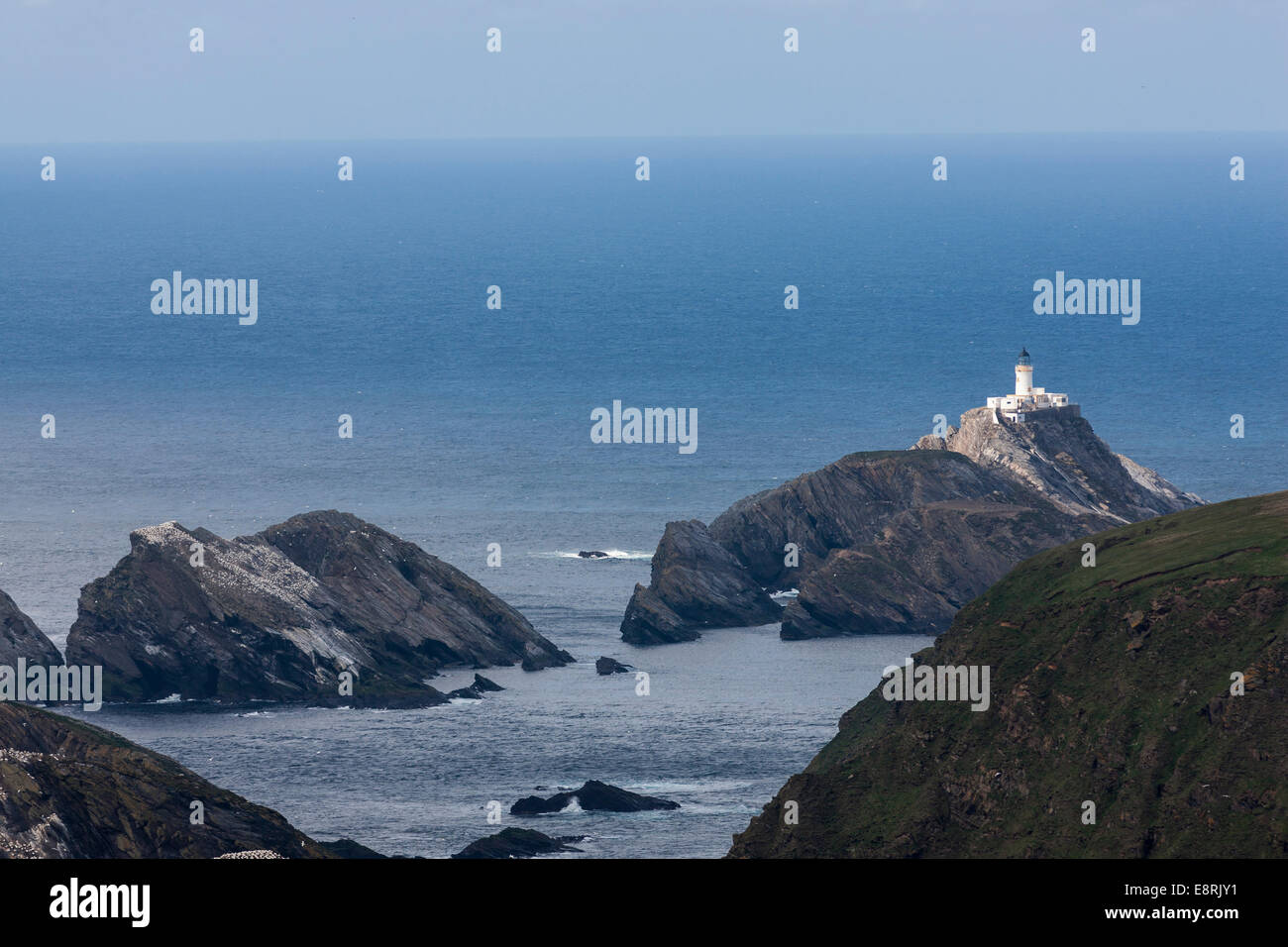 Muckle Flugga with lighthouse, Hermaness National Reserve, Unst island ...