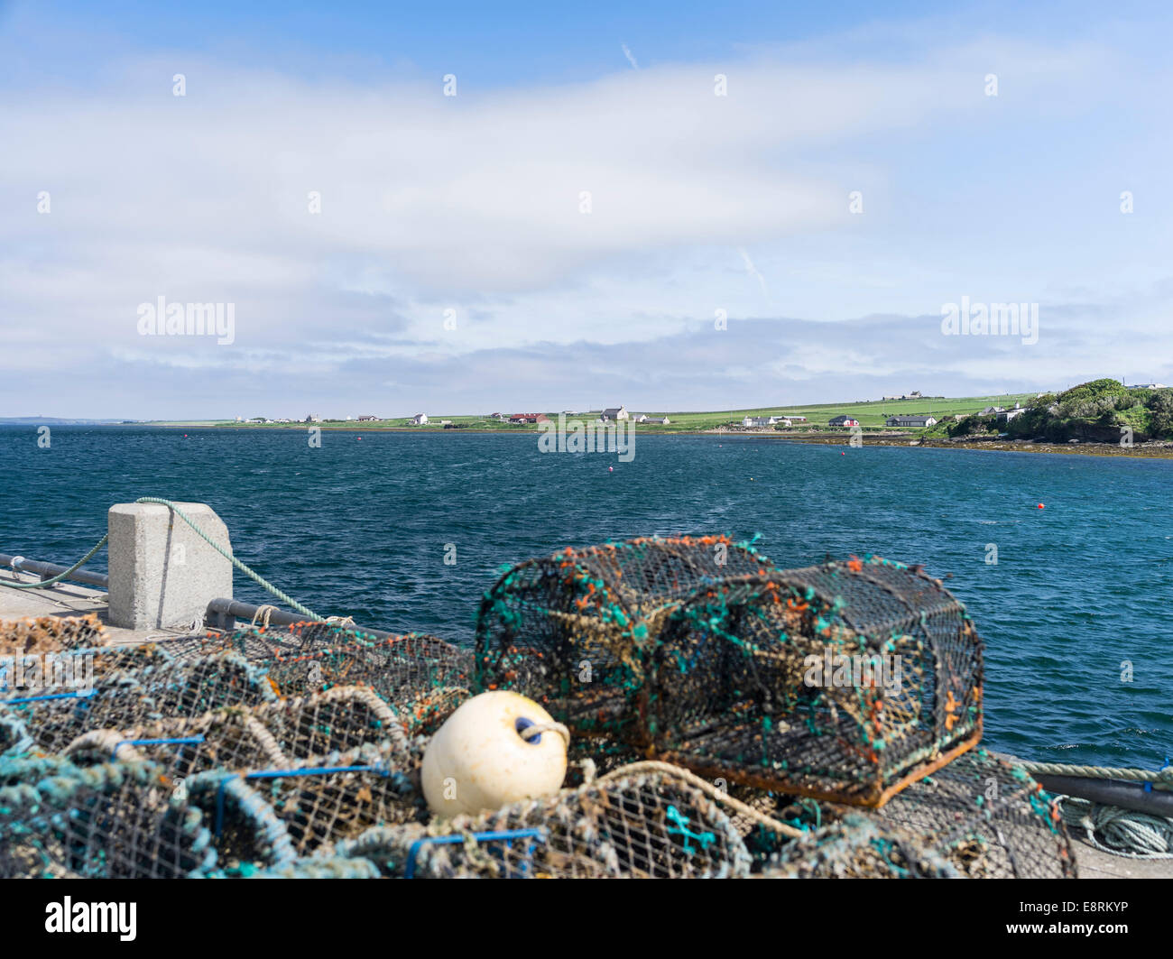 South Walls with the village of Longhope, Hoy island, Orkney islands ...