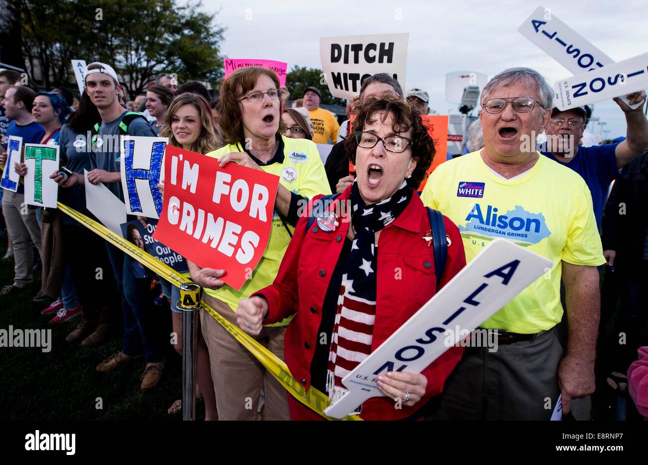 Lexington, Kentucky, USA. 13th Oct, 2014. People demonstrate outside of ...