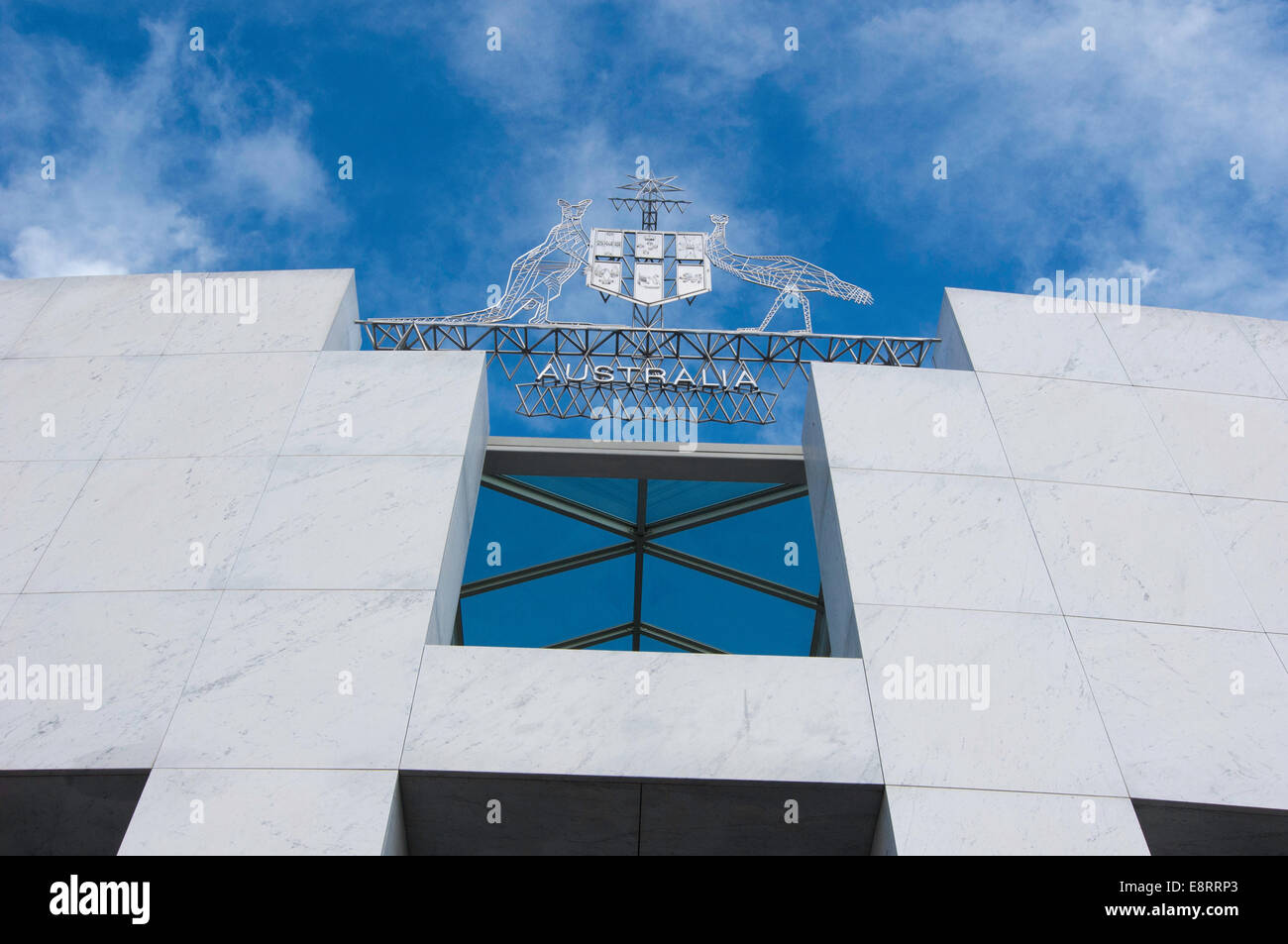 Crest above main entrance of Parliament House, Canberra, Australia ...