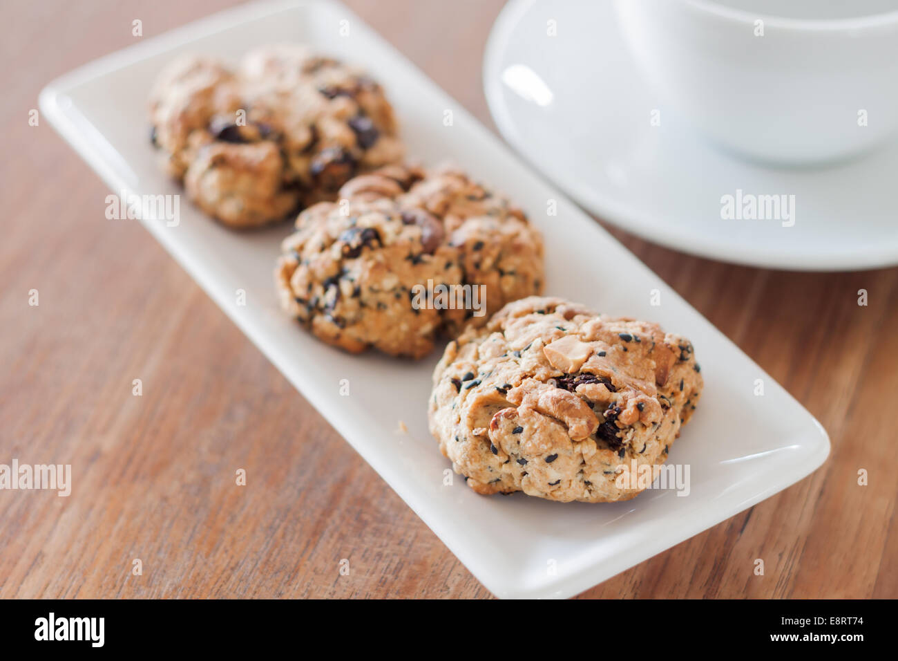 Coffee break with healthy cookies, stock photo Stock Photo - Alamy