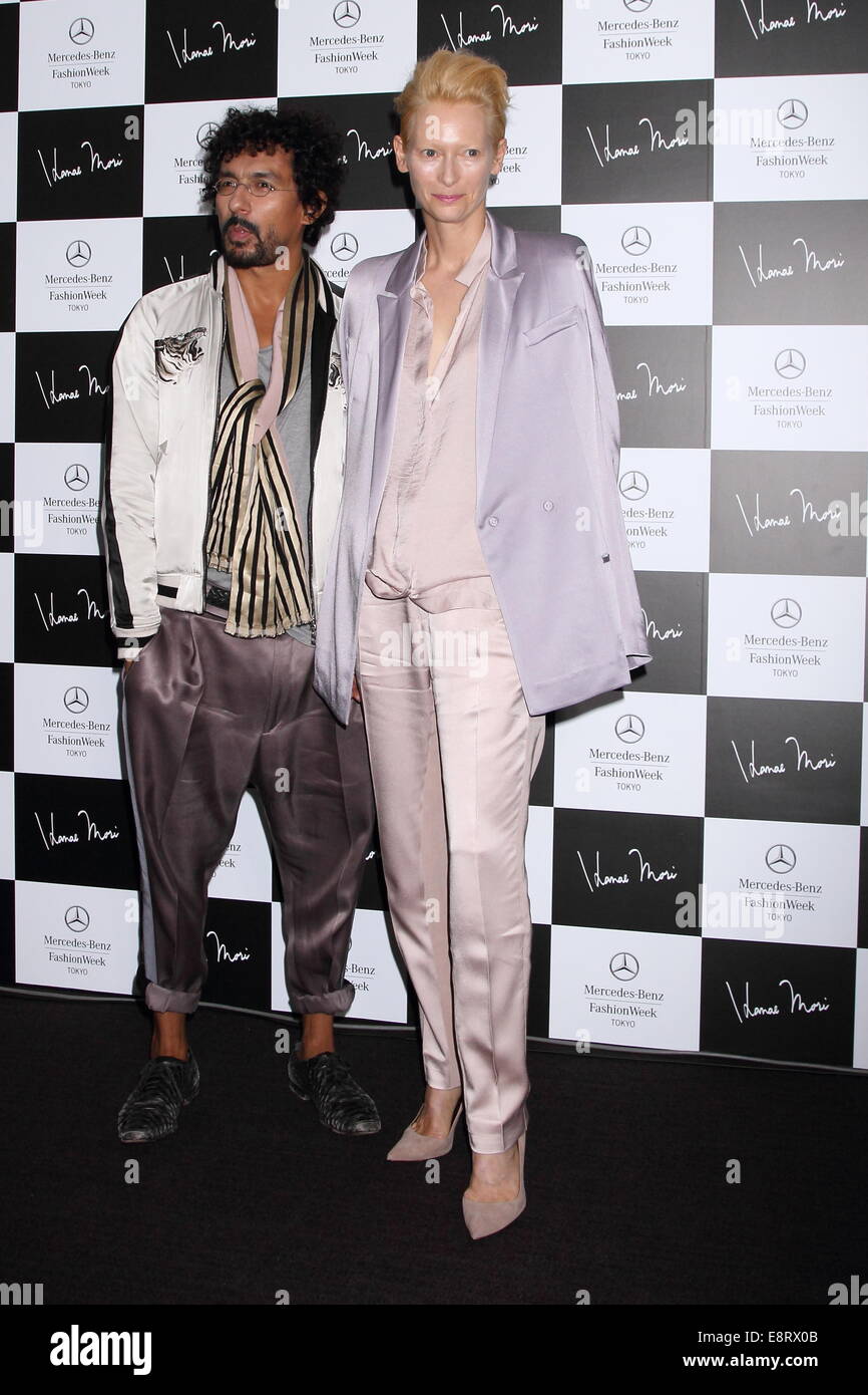 Actress Tilda Swinton and designer Haider Ackermann attend the ...