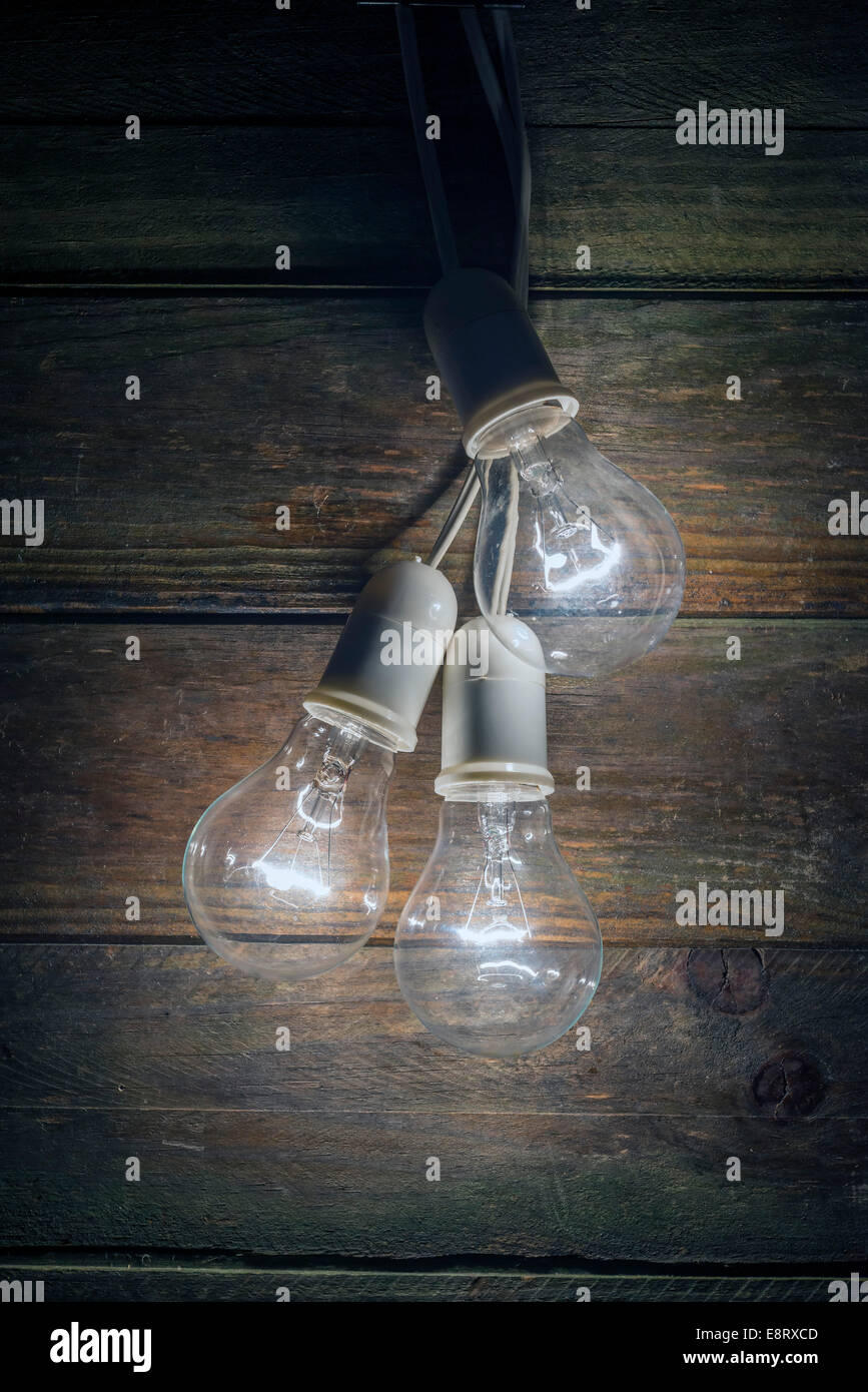 bulbs on a background of rough wood Stock Photo - Alamy