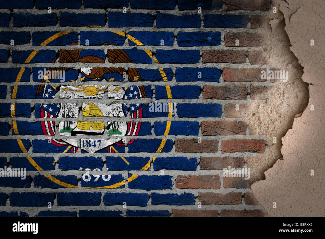 Dark brick wall texture with plaster - flag painted on wall - Utah ...