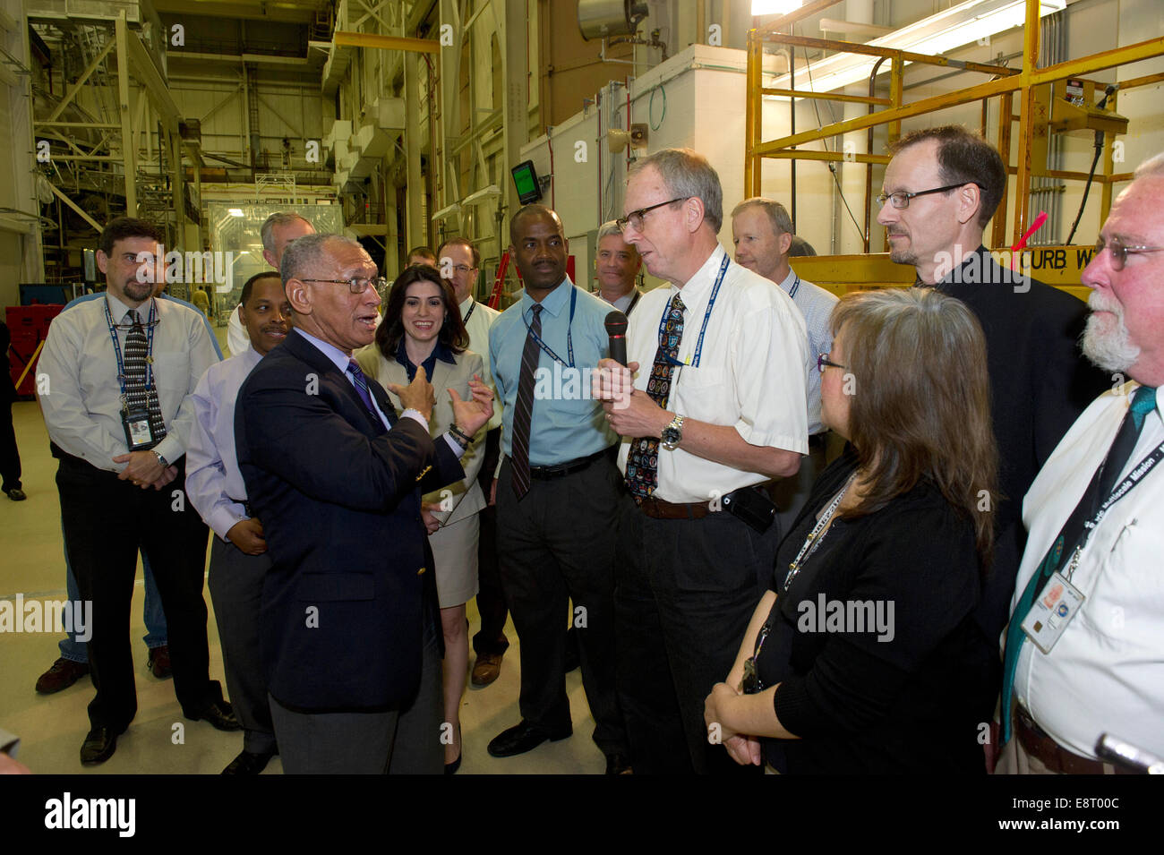 NASA Administrator Charles Bolden observes the progress of the ...
