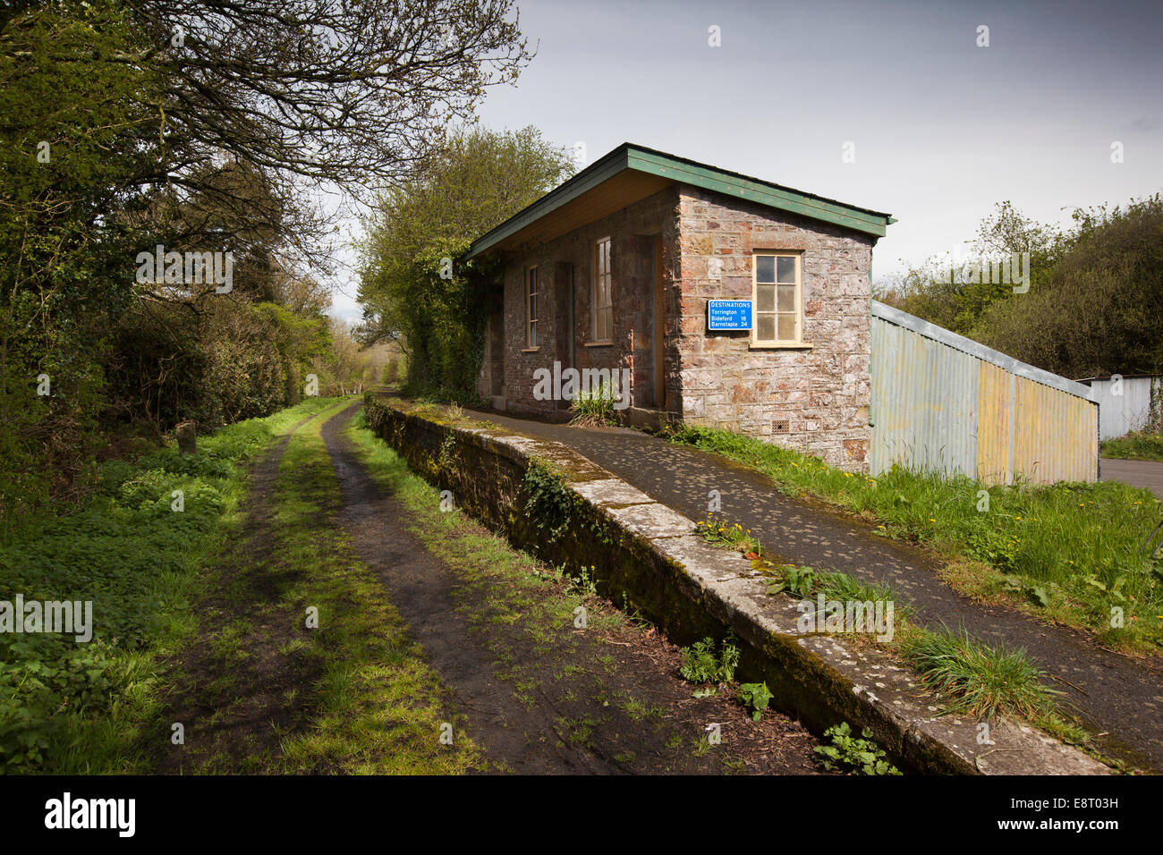 UK, England, Devon, Meeth Halt Station at southern end of Tarka Trail ...