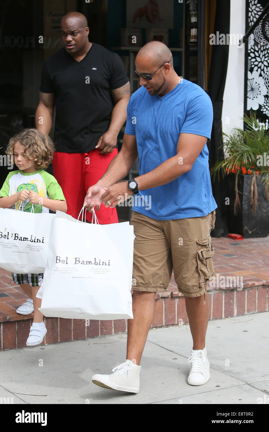 Hank Baskett and son Hank Baskett IV seen leaving Bel Bambini children ...