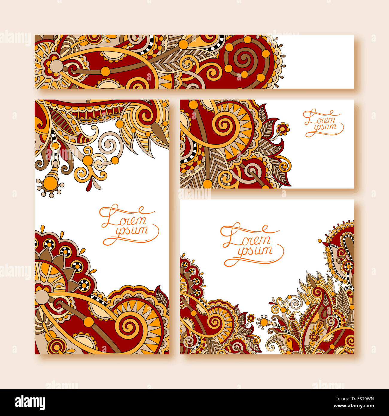 collection of decorative floral greeting cards in vintage style Stock ...