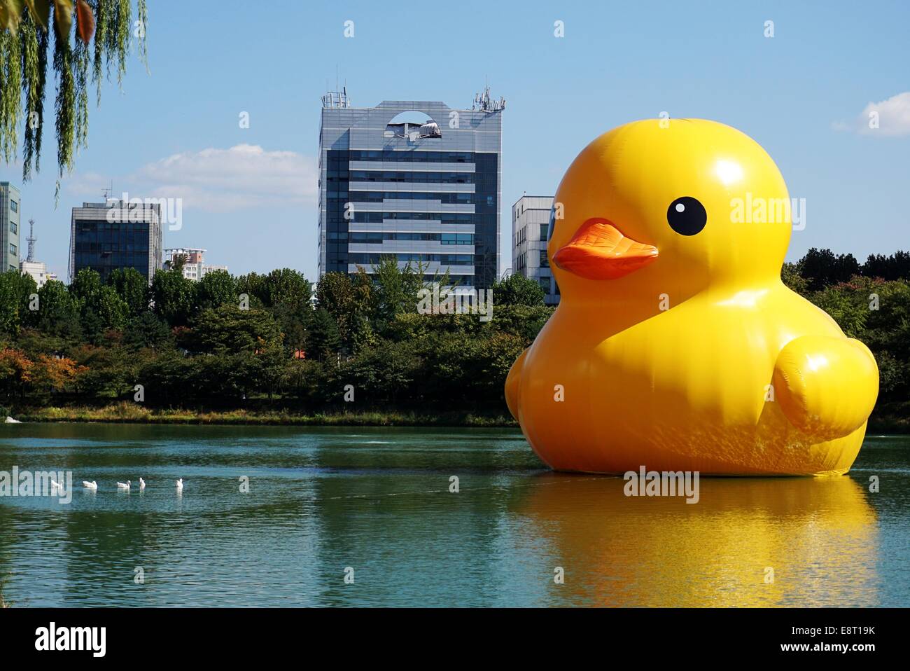 Seoul, South Korea. 14th Oct, 2014. A giant yellow rubber duck created ...
