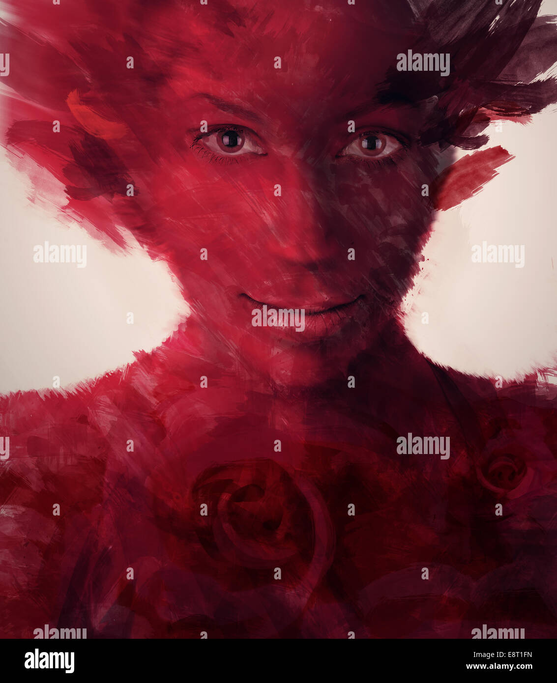 abstract painted red woman Stock Photo - Alamy