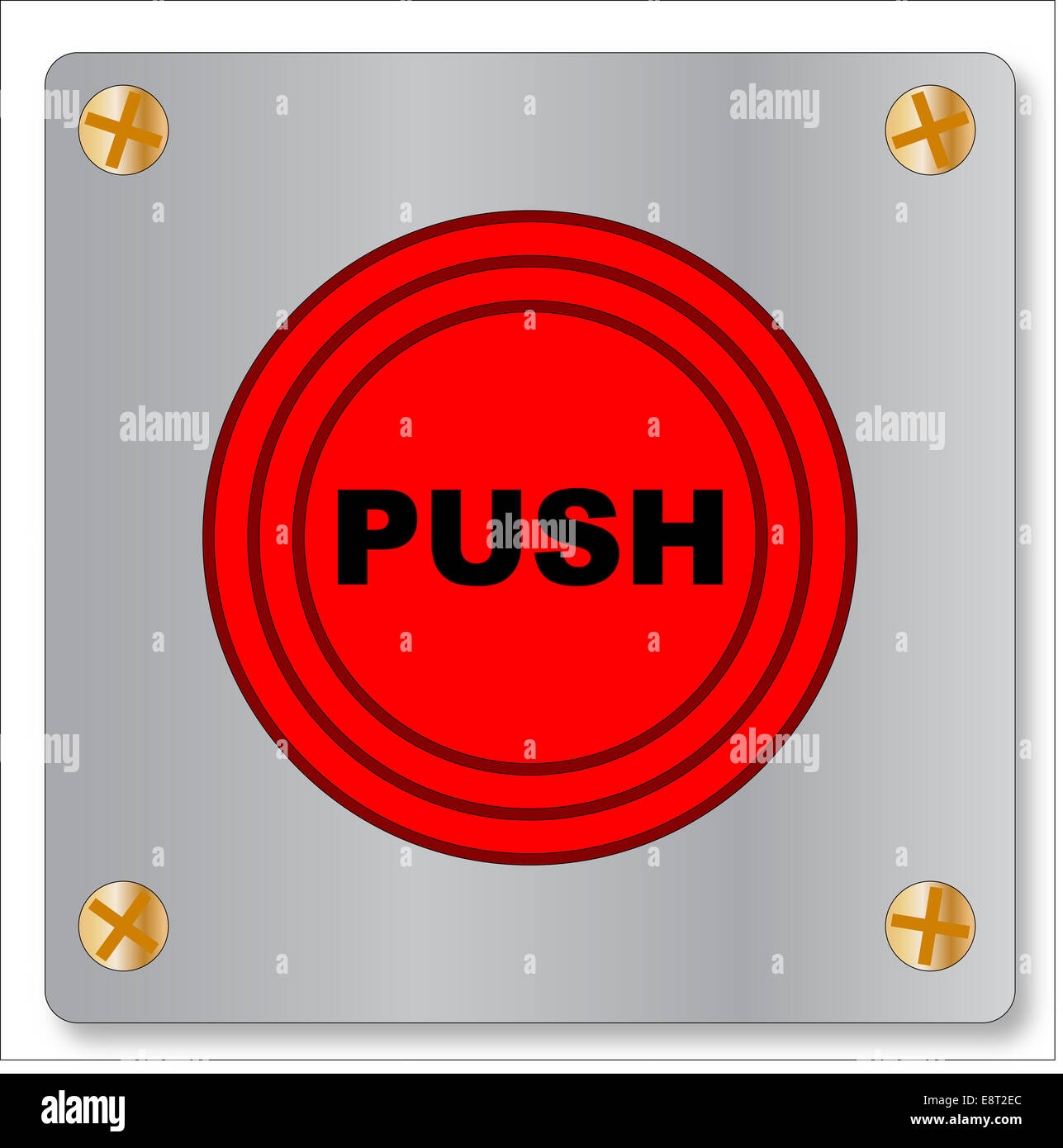The big red emergency only button on a white background Stock Photo - Alamy