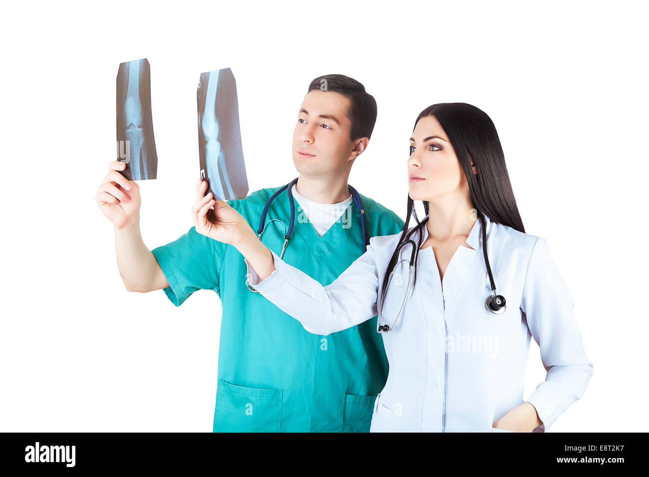 doctors looking at radiograph on white background Stock Photo - Alamy
