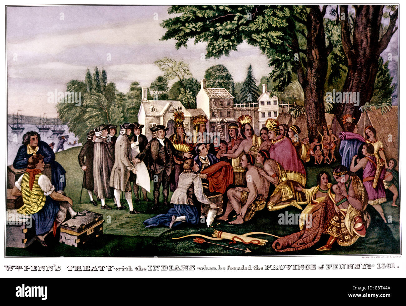 1680s CURRIER AND IVES LITHOGRAPH WILLIAM PENN TREATY WITH INDIANS ...
