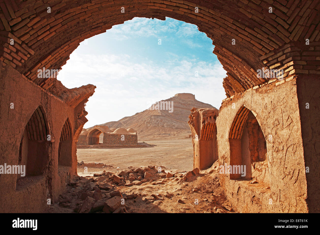 Ceremonial buildings at the Tower of Silence, Zoroastrian burial ground ...