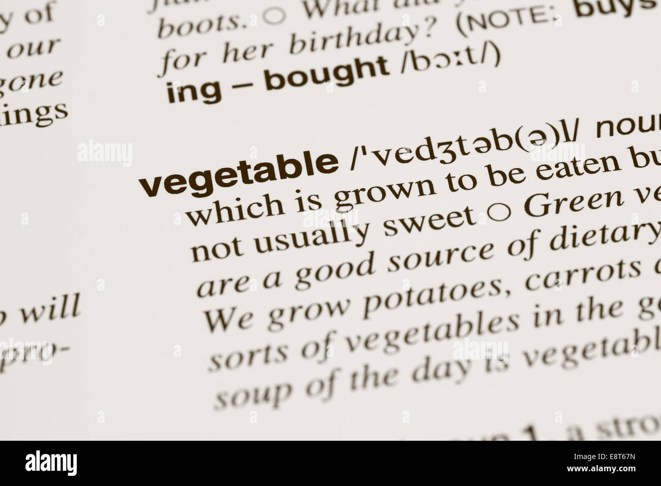 Definition word "vegetable" in dictionary Stock Photo - Alamy