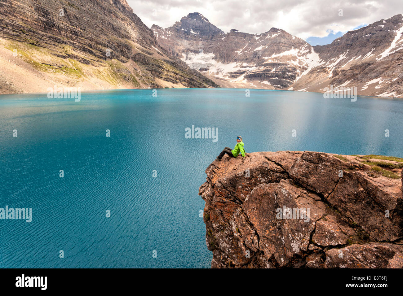 Hiker at Lake McArthur, Yoho National Park, British Columbia, Canada ...