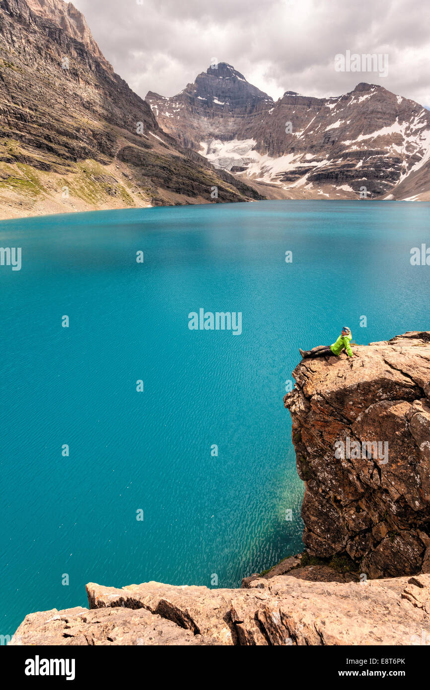 Hiker at Lake McArthur, Yoho National Park, British Columbia, Canada ...