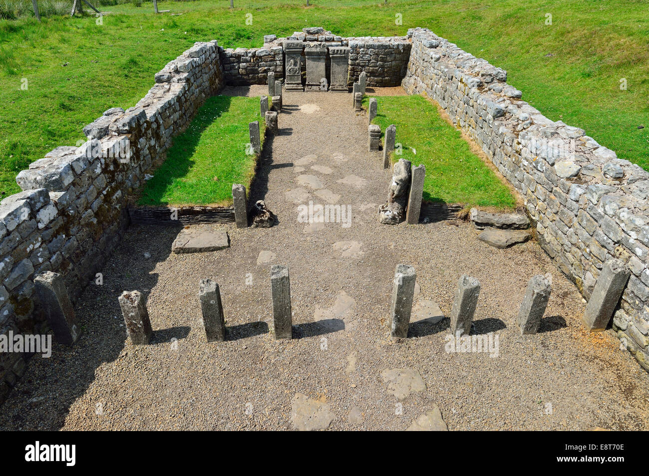Temple of Mithras from the 3rd century, Hadrian's Wall, Carrawburgh, Northumberland, England ...
